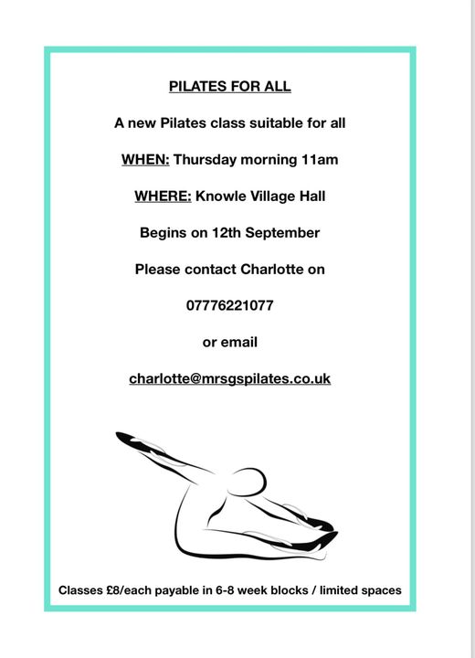 New Pilates class has started – Knowle Village Hall